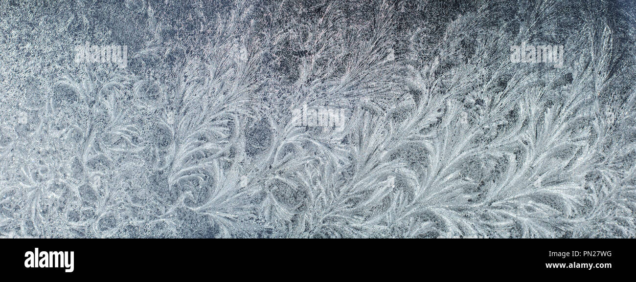Frosty glass ice background, natural beautiful snowflakes. Frost ice ...