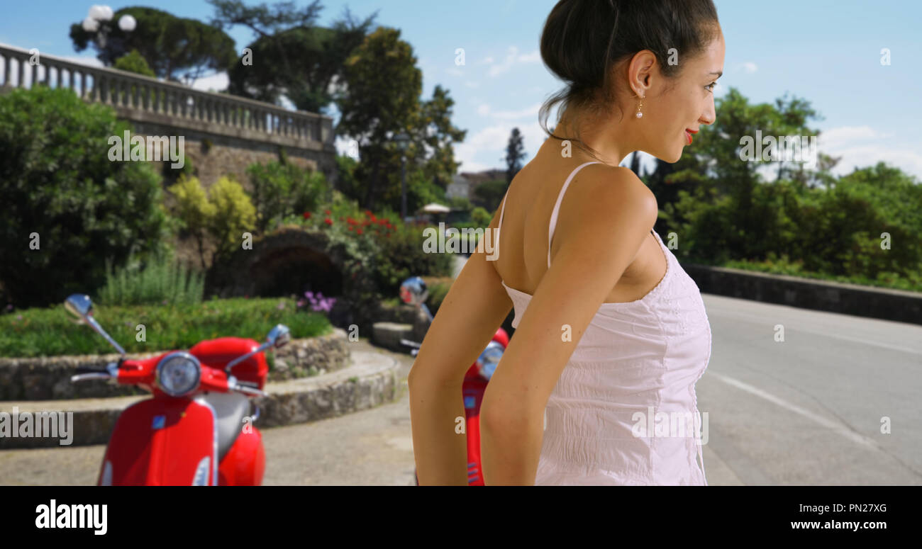 Motorcycle woman red dress hi-res stock photography and images - Alamy