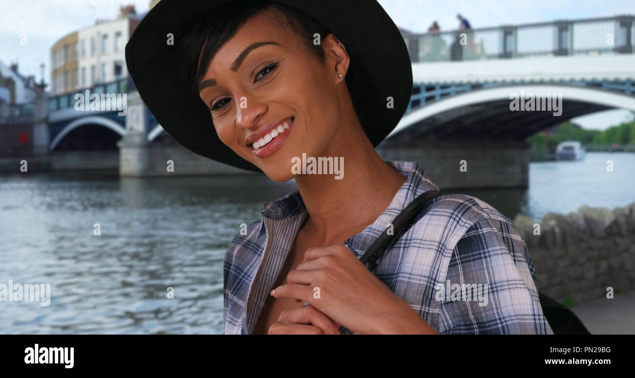Pretty young African female enjoying her time in Windsor England Stock ...