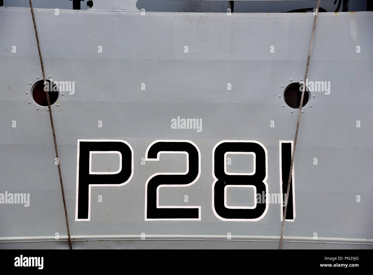 Tall Ship Lord Nelson berths next to HMS Tyne at Cardiff Bay, South ...