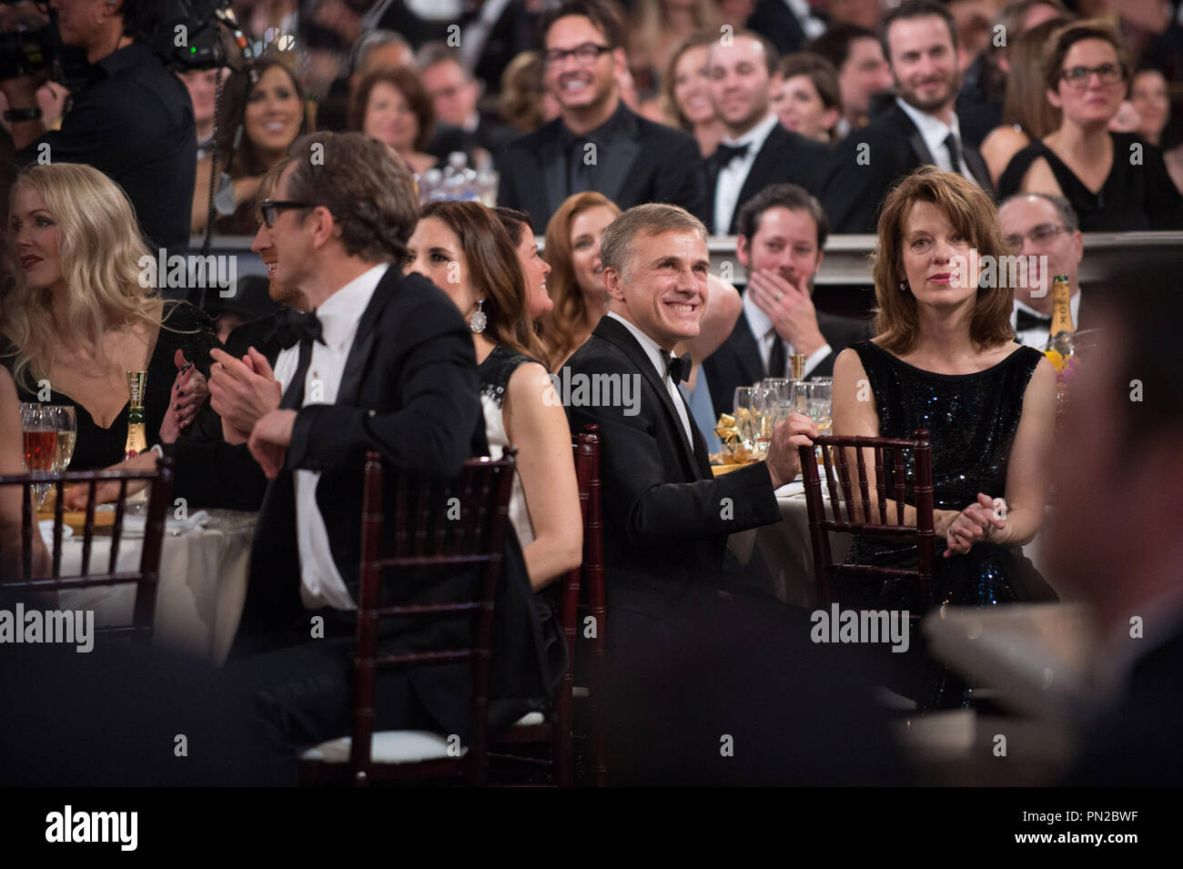Christoph Waltz and Judith Holste attend the 72nd Annual Golden Globe ...