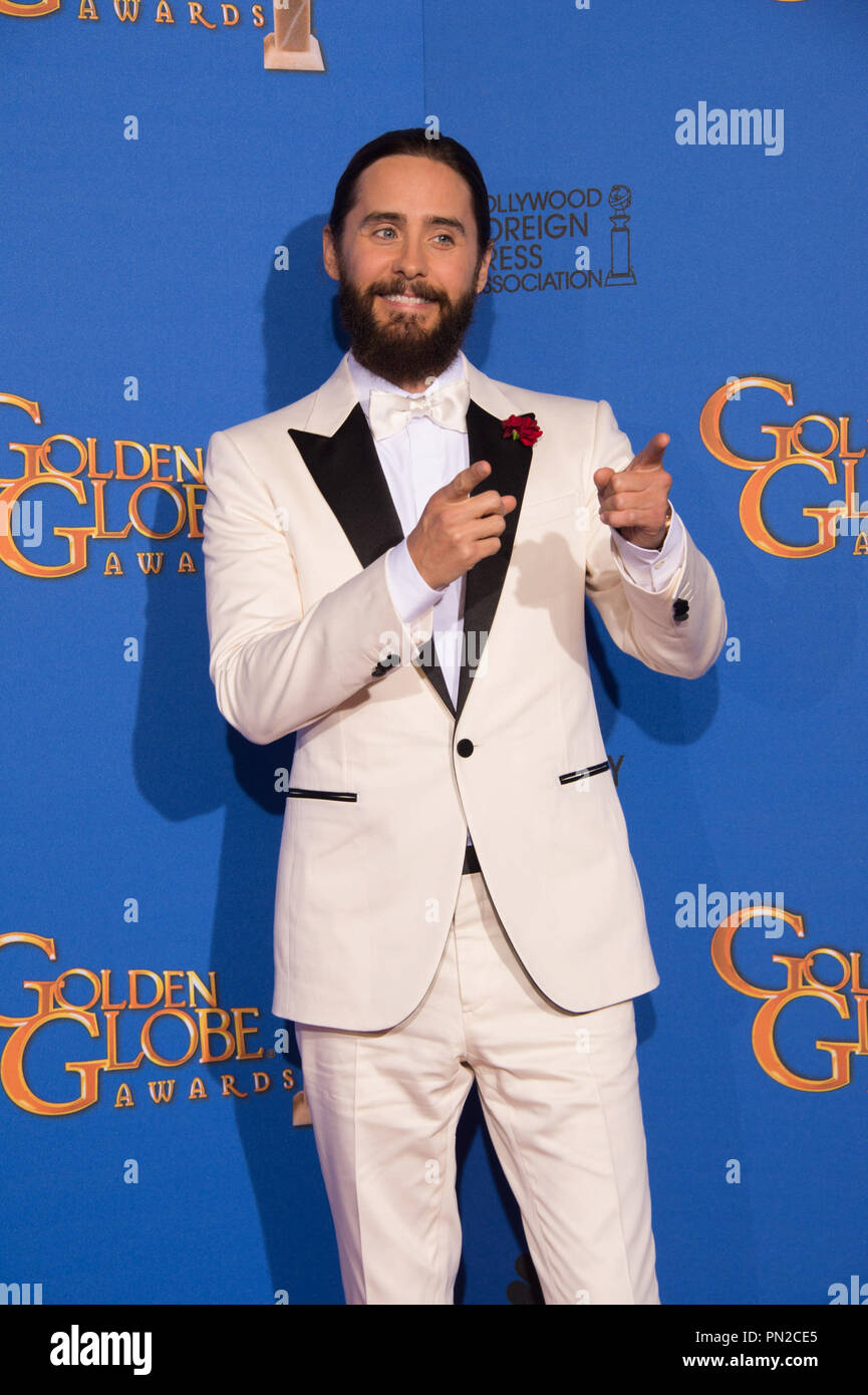 Jared Leto poses backstage in the press room at the 72nd Annual Golden ...