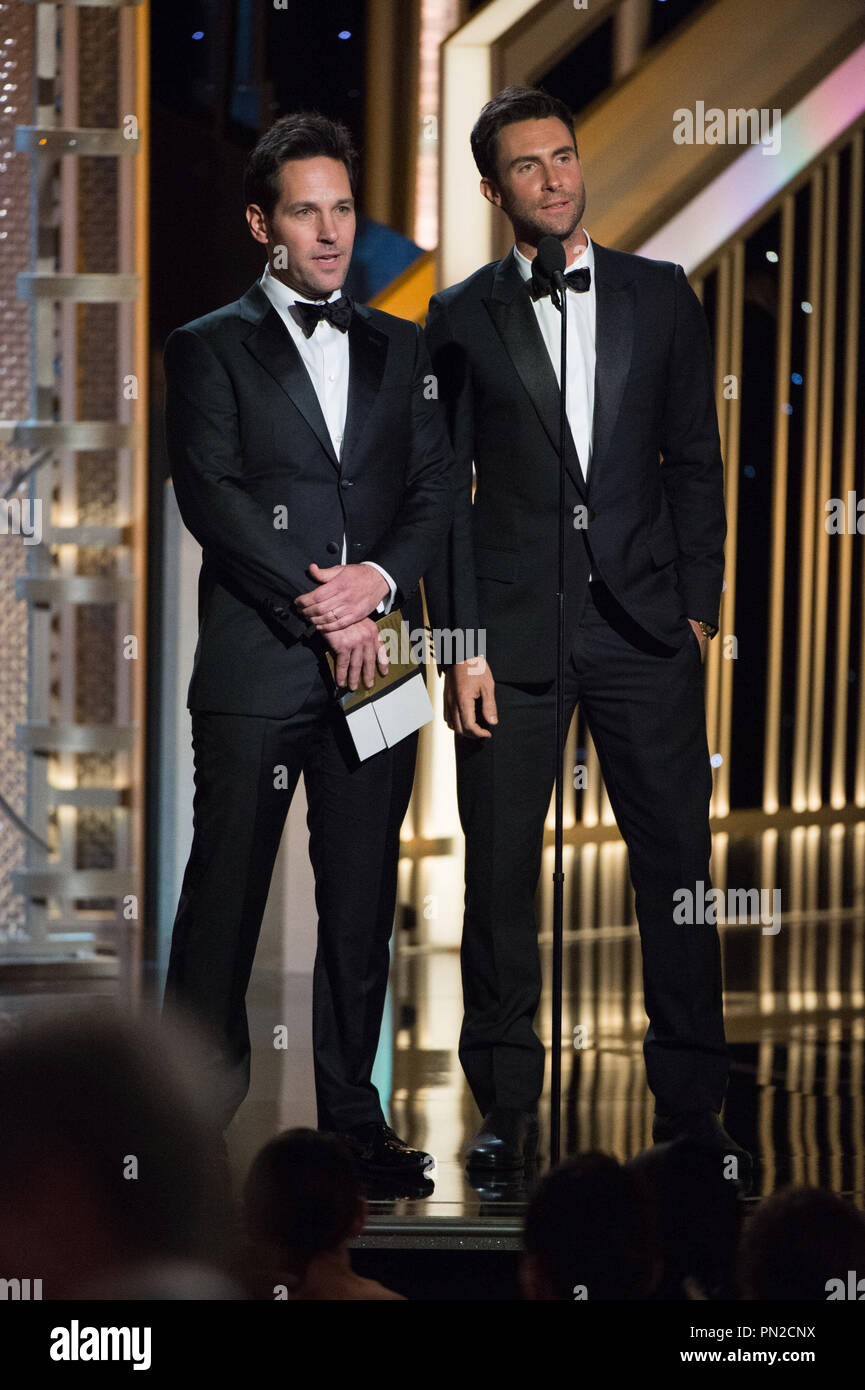 Paul Rudd and Adam Levine present the Golden Globe for BEST TELEVISION ...