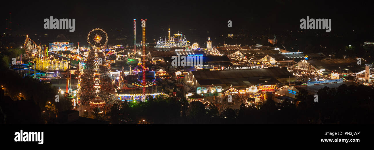 aerial view of Munich Oktoberfest at night Stock Photo - Alamy