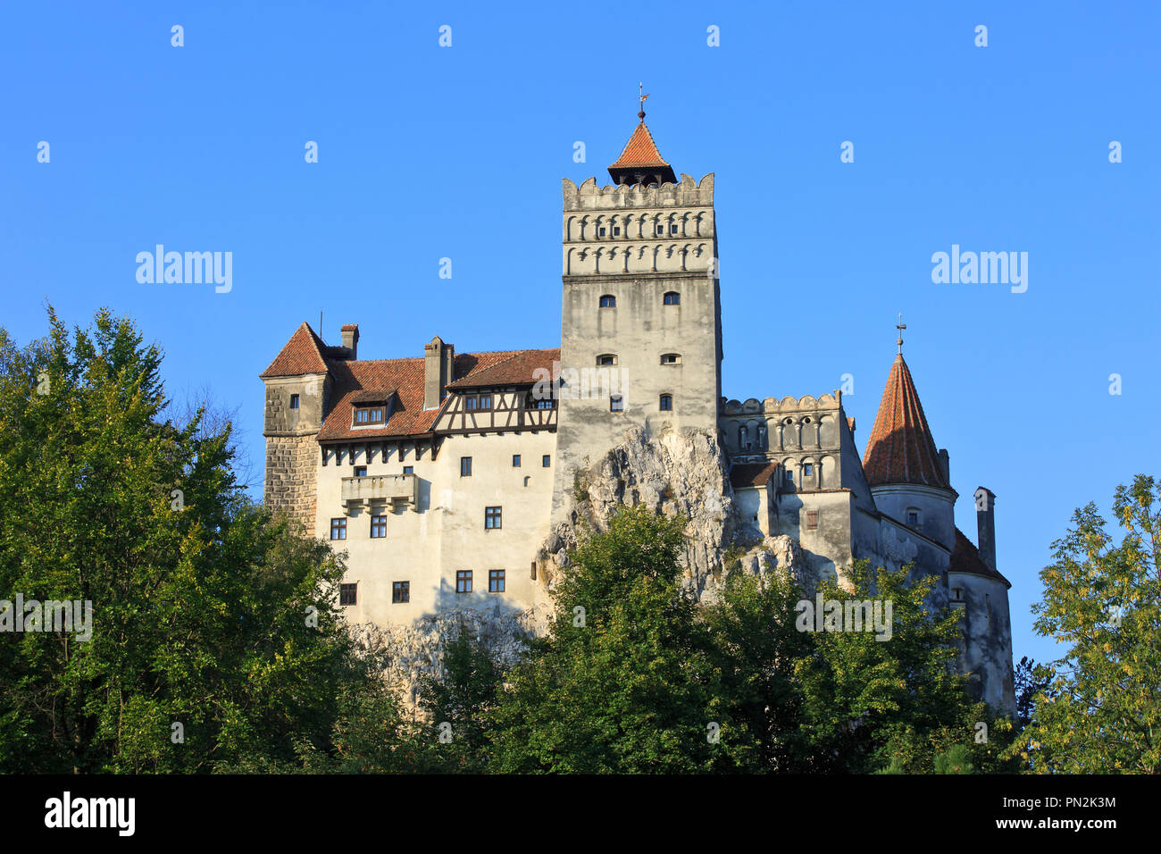 Facade of the medieval Bran Castle (aka Dracula's Castle) on a ...