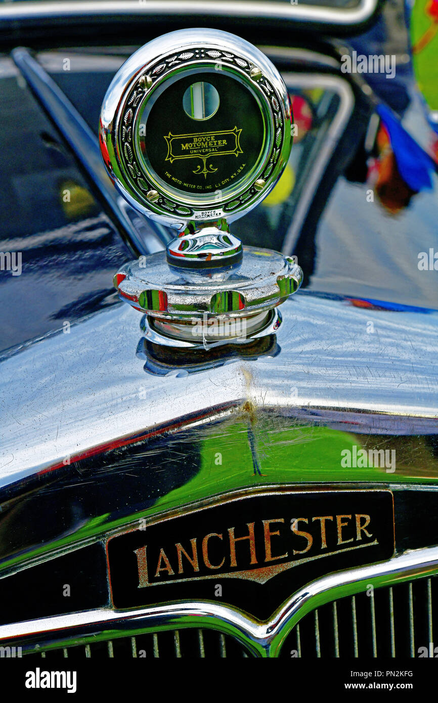Whitley Bay Motor Show vintage Lanchester car name above radiator and ...