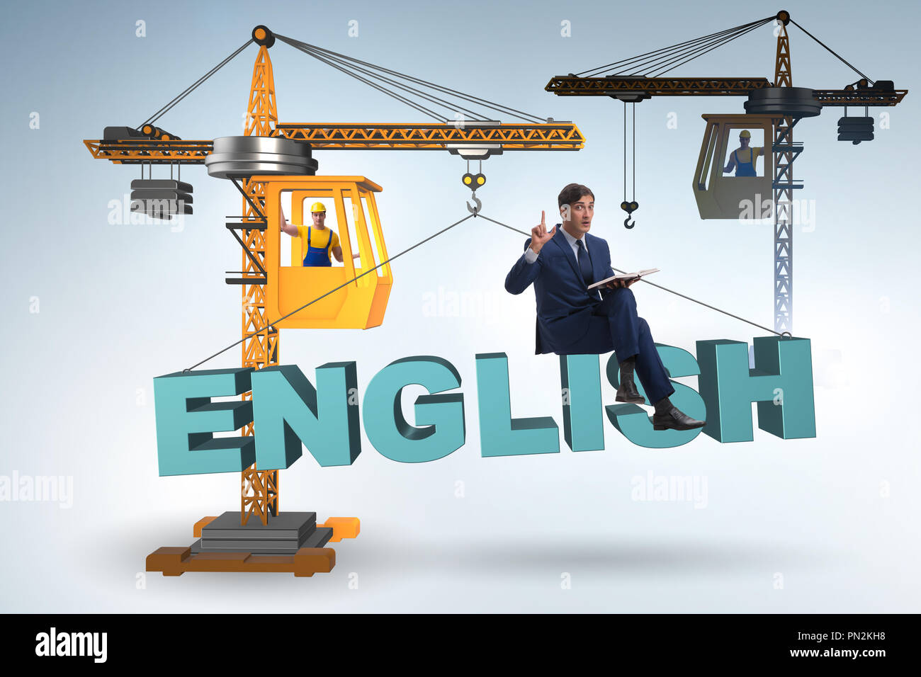 Young man in english language training Stock Photo - Alamy