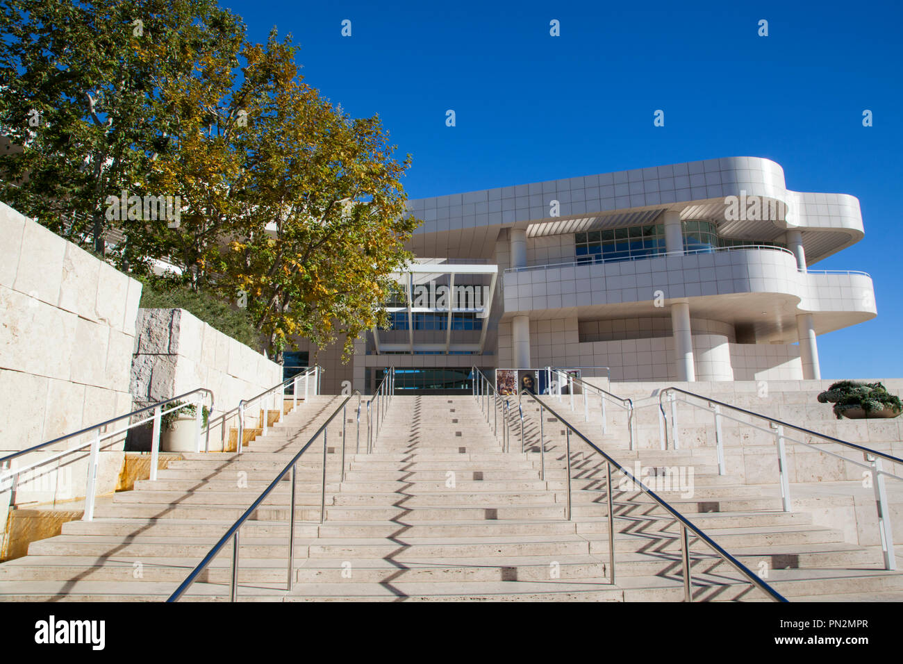 Getty Center, Los Angeles, California - September 2018. The front steps ...