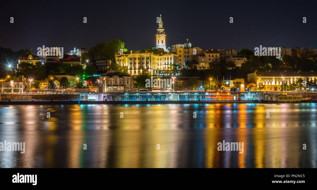 Belgrade by night Stock Photo - Alamy