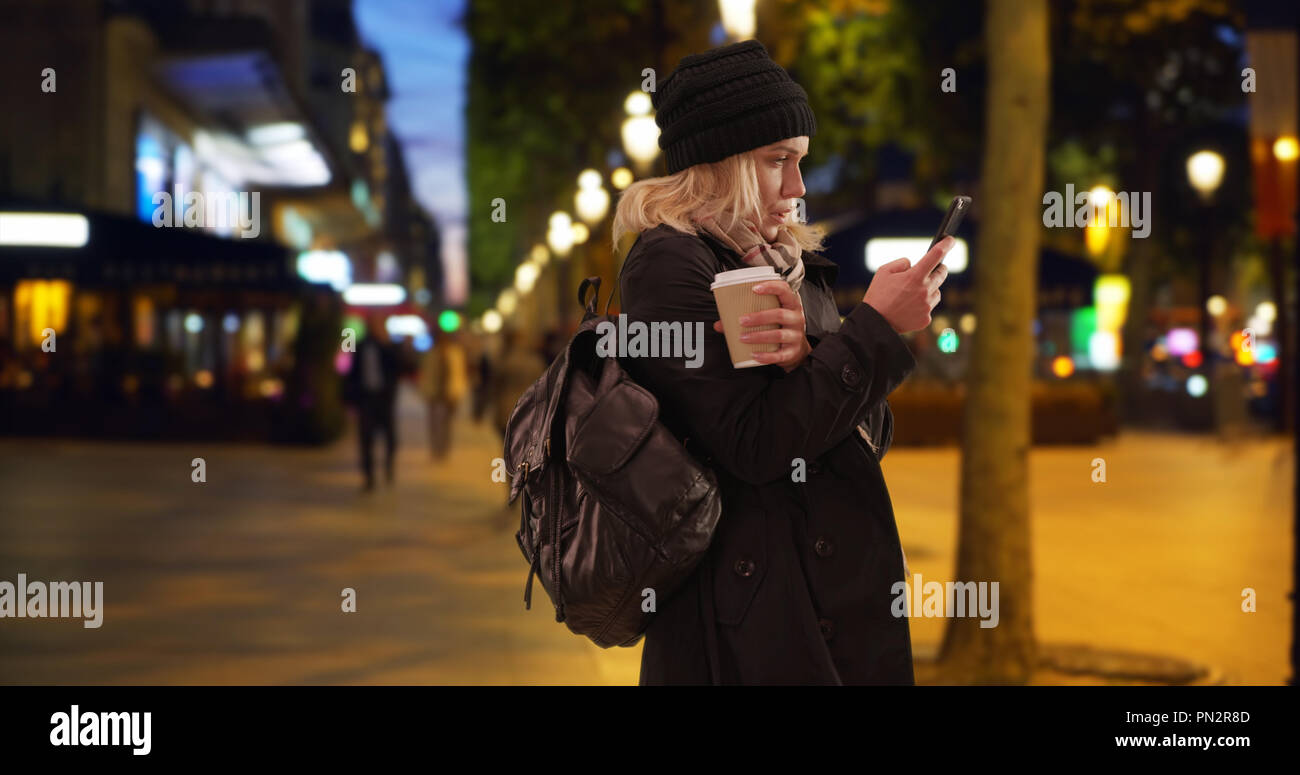 Confused blonde female tourist hi-res stock photography and images - Alamy