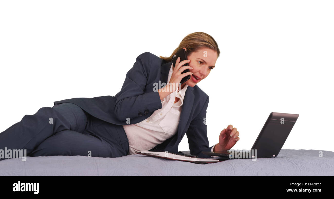 Successful woman in business suit making phone call Stock Photo - Alamy