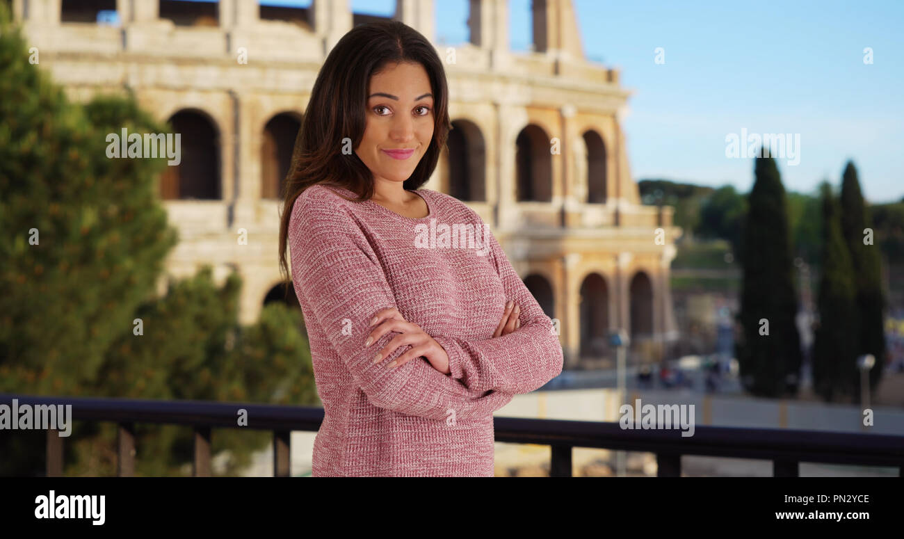 Pretty Latin woman posing for a portrait in Rome Stock Photo - Alamy