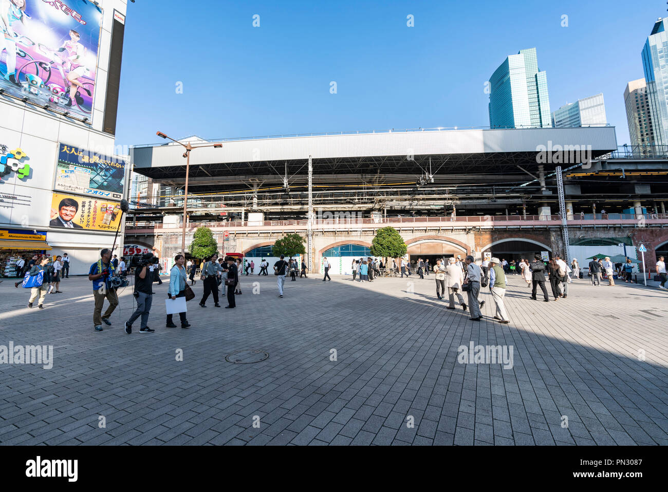 Square in front of JR Shimbashi Station, Minato, Tokyo, Japan Stock ...