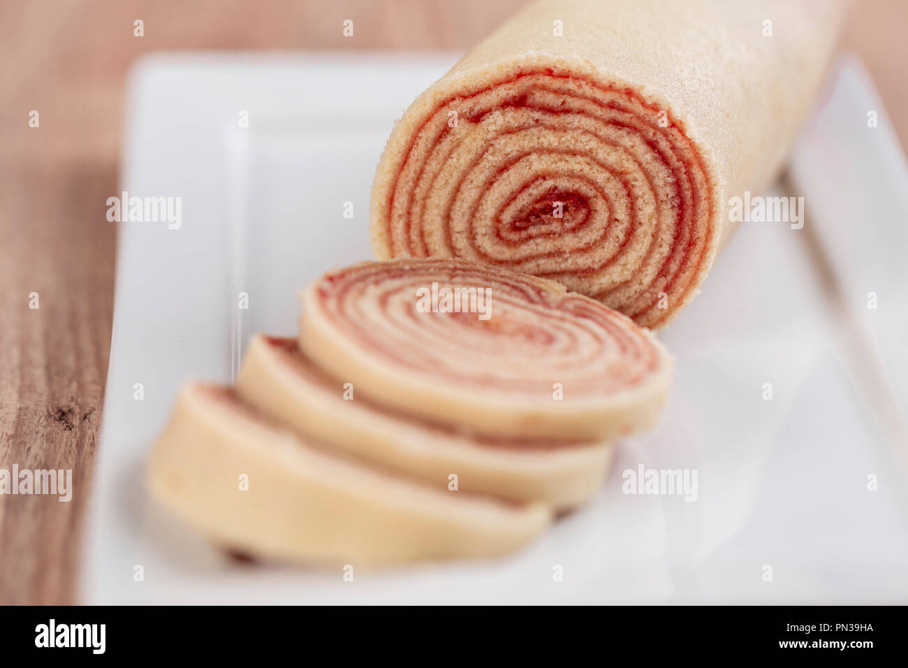Bolo de rolo (swiss roll, roll cake) typical Brazilian dessert, from ...
