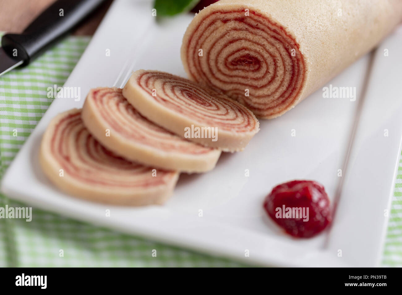 Bolo de rolo (swiss roll, roll cake) typical Brazilian dessert, from ...