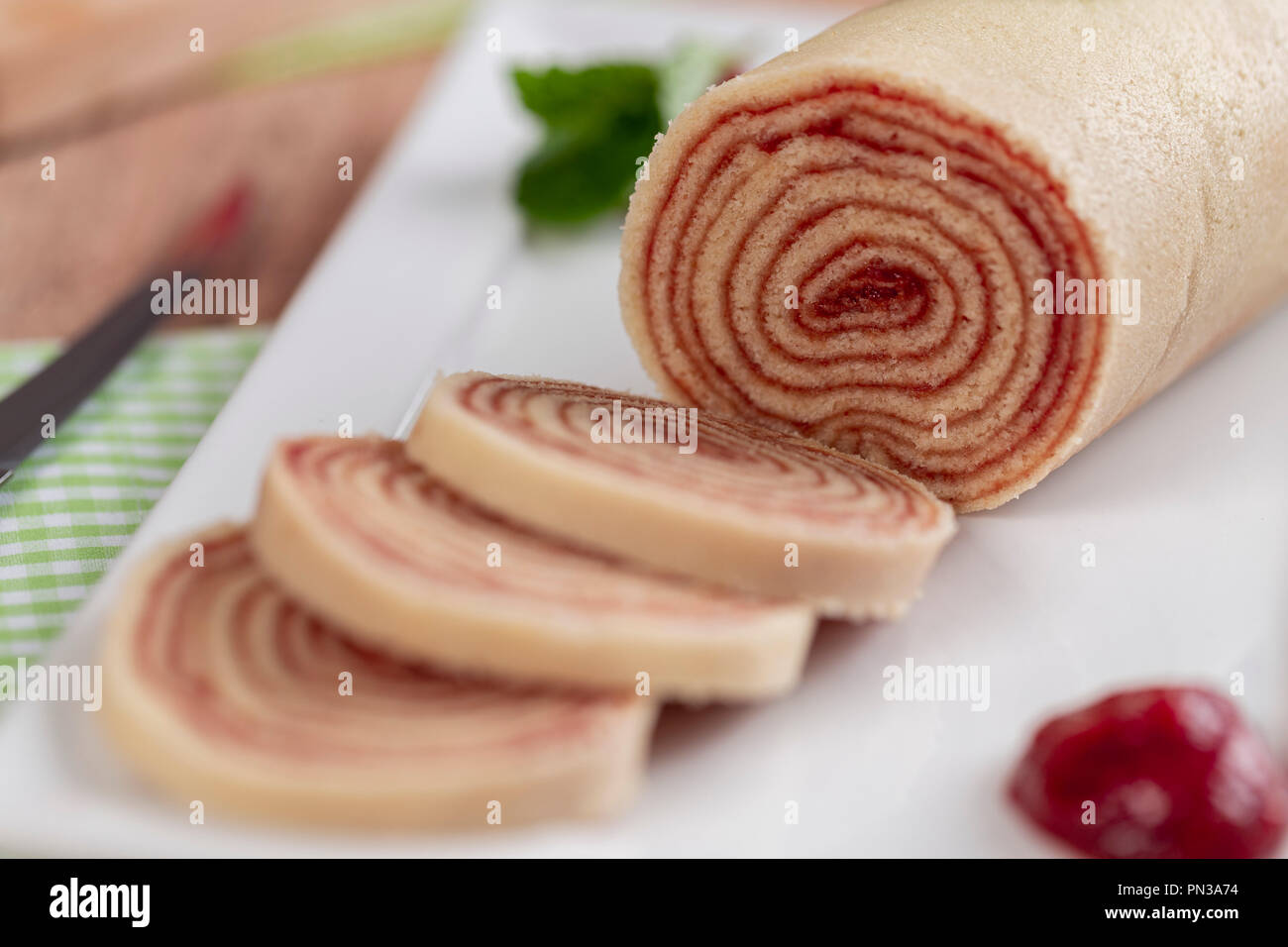 Bolo de rolo (swiss roll, roll cake) typical Brazilian dessert, from ...