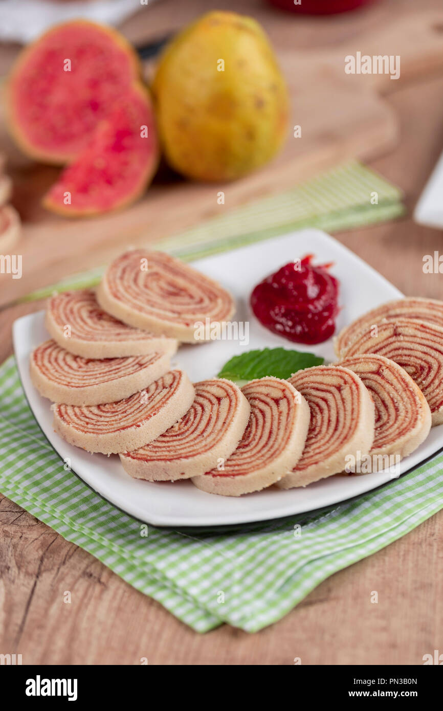 Bolo de rolo (swiss roll, roll cake) typical Brazilian dessert, from ...