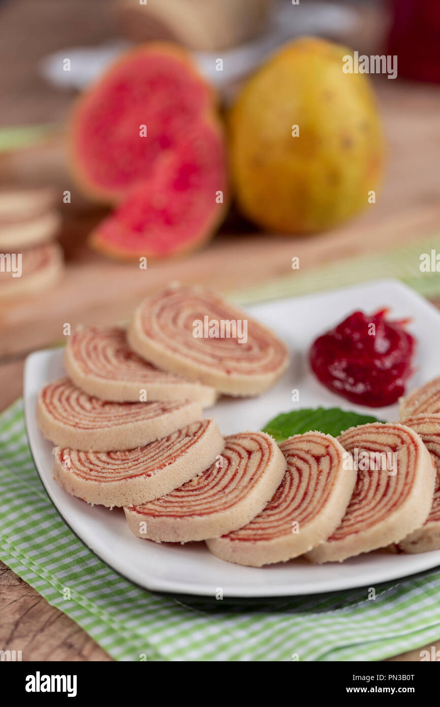 Bolo de rolo (swiss roll, roll cake) typical Brazilian dessert, from ...