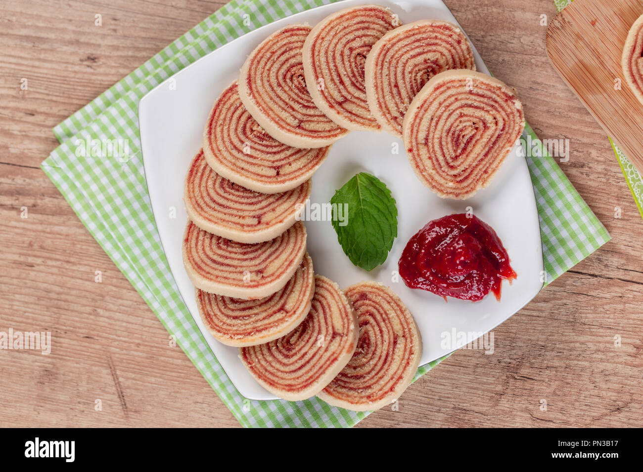Bolo de rolo (swiss roll, roll cake) typical Brazilian dessert, from ...