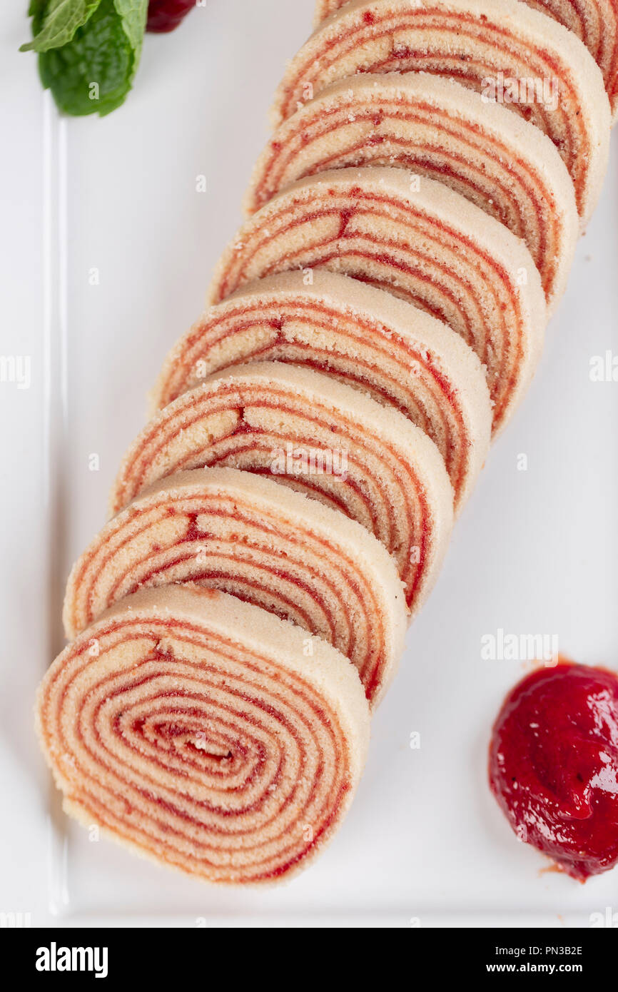 Bolo de rolo (swiss roll, roll cake) typical Brazilian dessert, from ...