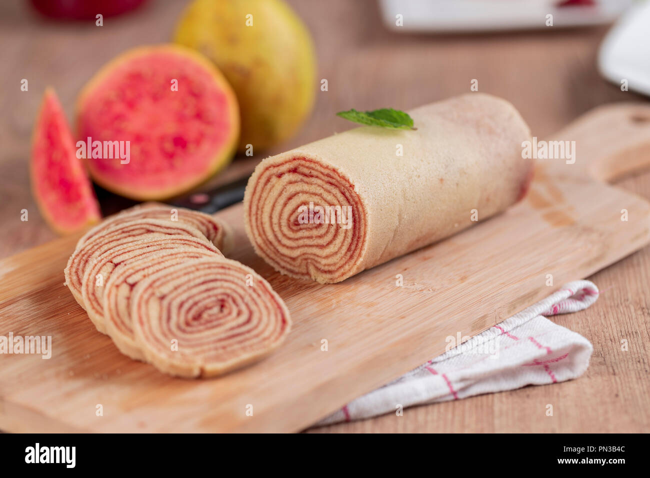 Bolo de rolo (swiss roll, roll cake) typical Brazilian dessert, from ...