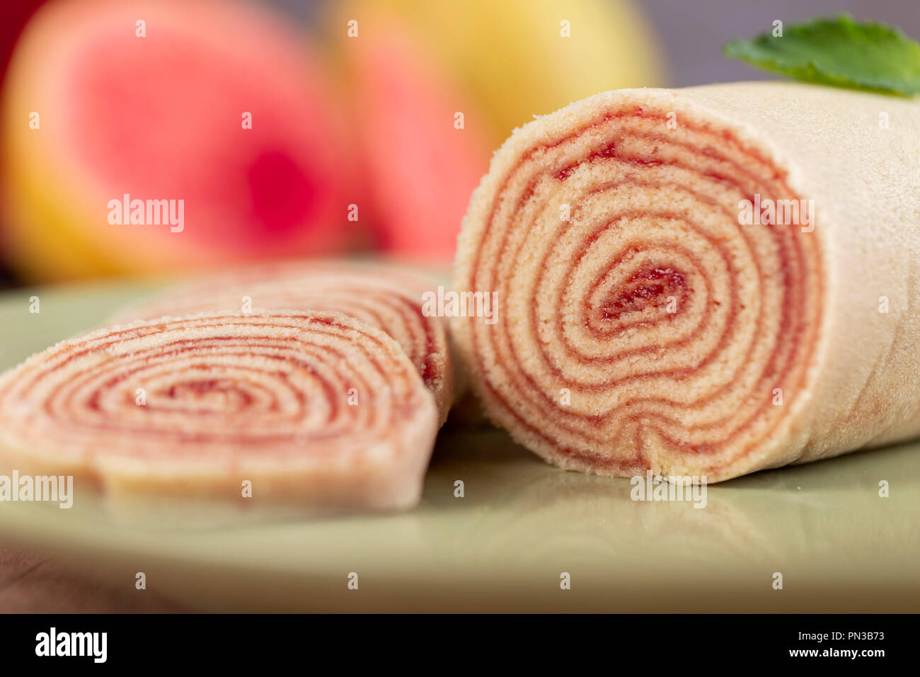 Bolo de rolo (swiss roll, roll cake) typical Brazilian dessert, from ...