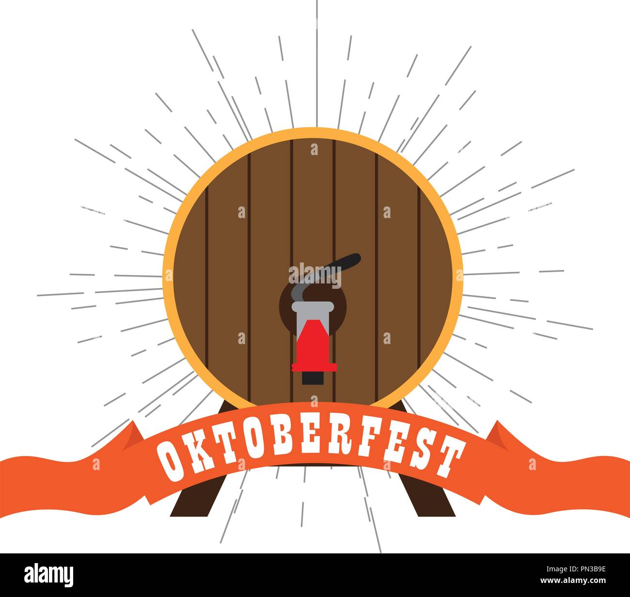 Oktoberfest label with a wooden beer barrel icon Stock Vector Image ...
