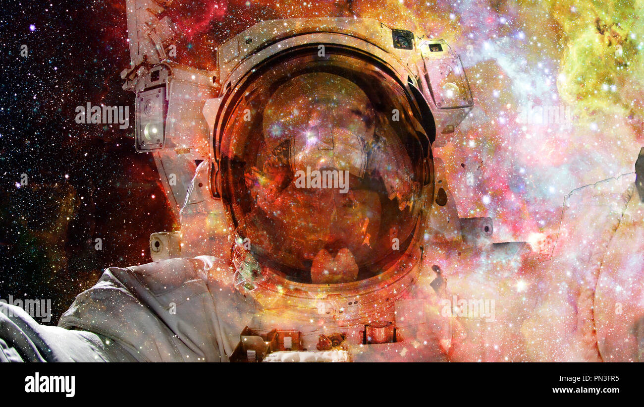 Abstract scientific background - galaxy and nebula in space. Elements ...