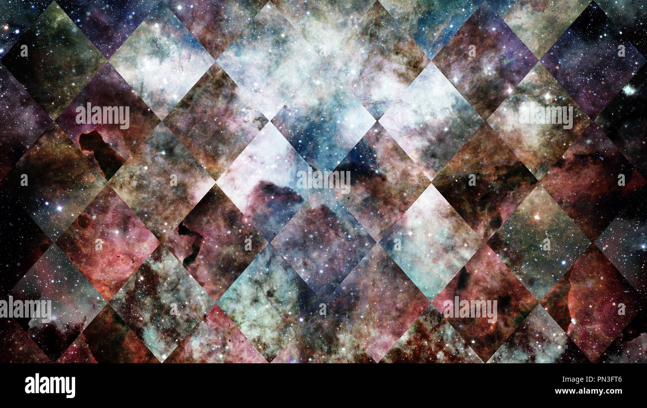 Universe, nebula, galaxy and the sacred geometry collage. Abstract ...