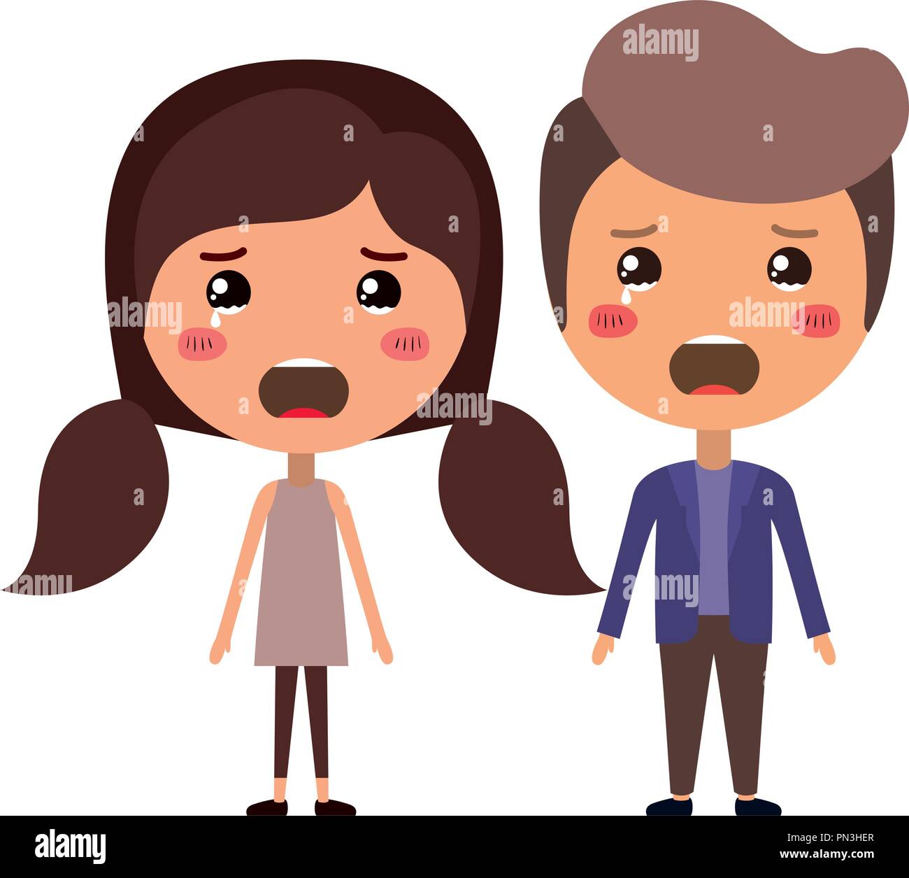 cartoon crying couple kawaii characters Stock Vector Image & Art - Alamy