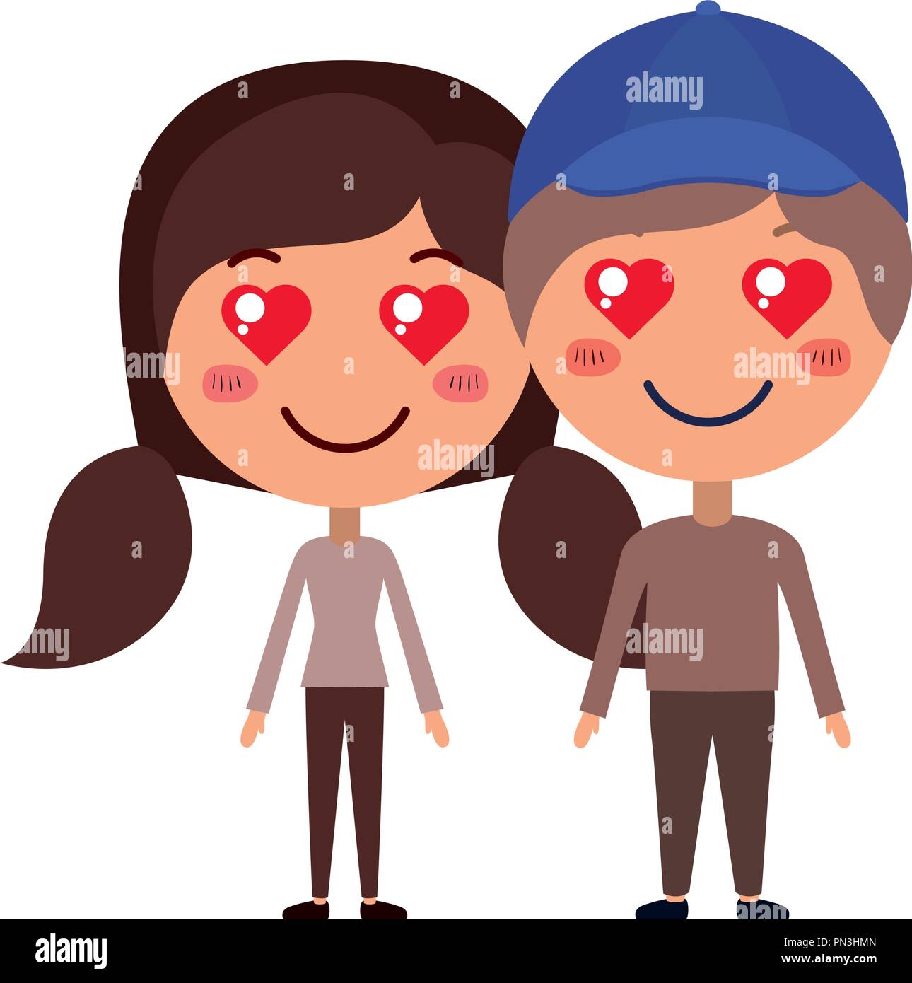 Cartoon Lovers Couple Kawaii Characters Stock Vector Image And Art Alamy