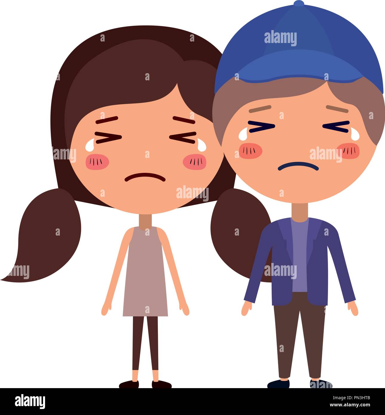 cartoon crying couple kawaii characters Stock Vector Image & Art - Alamy