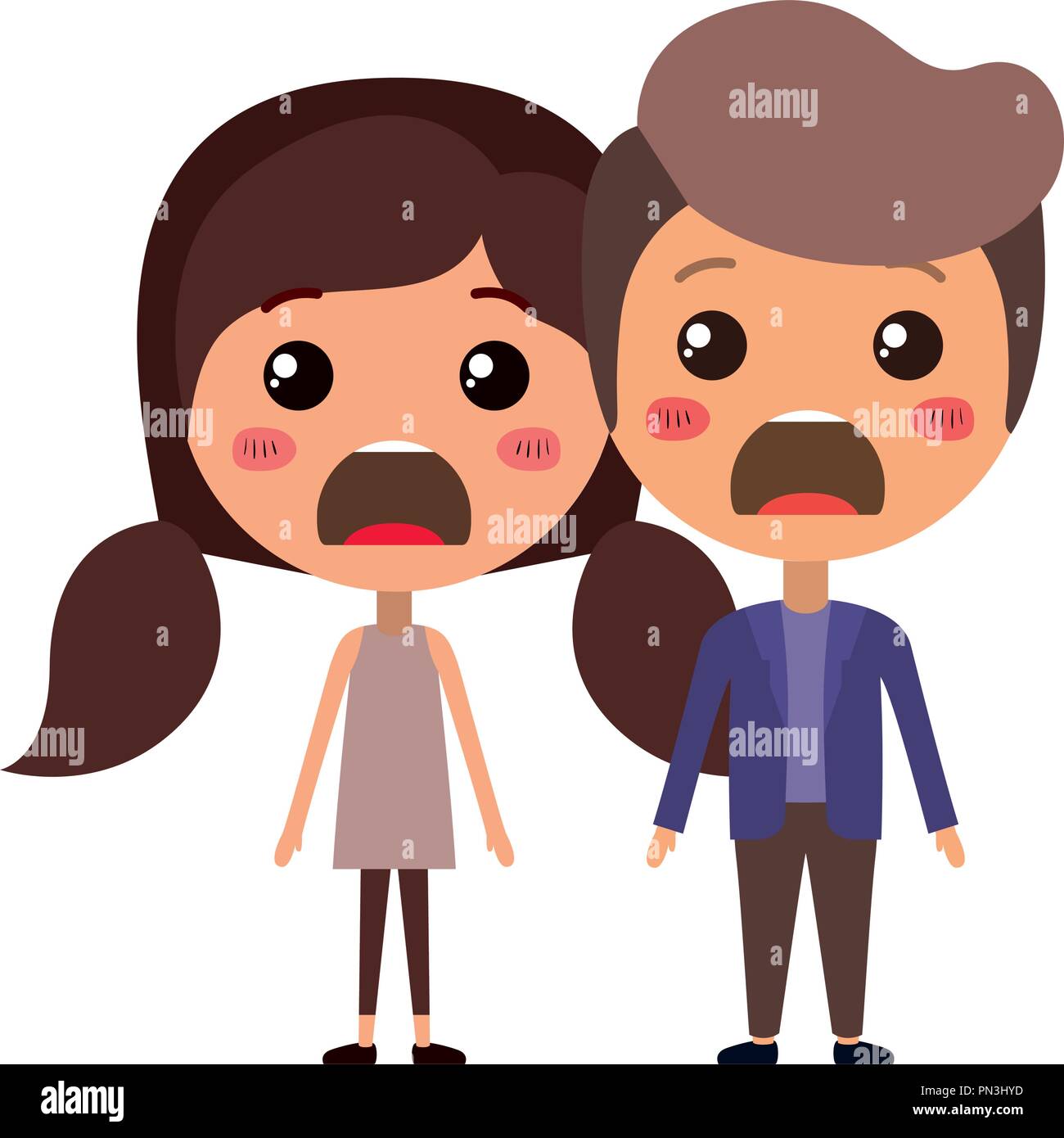 cartoon furious couple kawaii characters Stock Vector Image & Art - Alamy