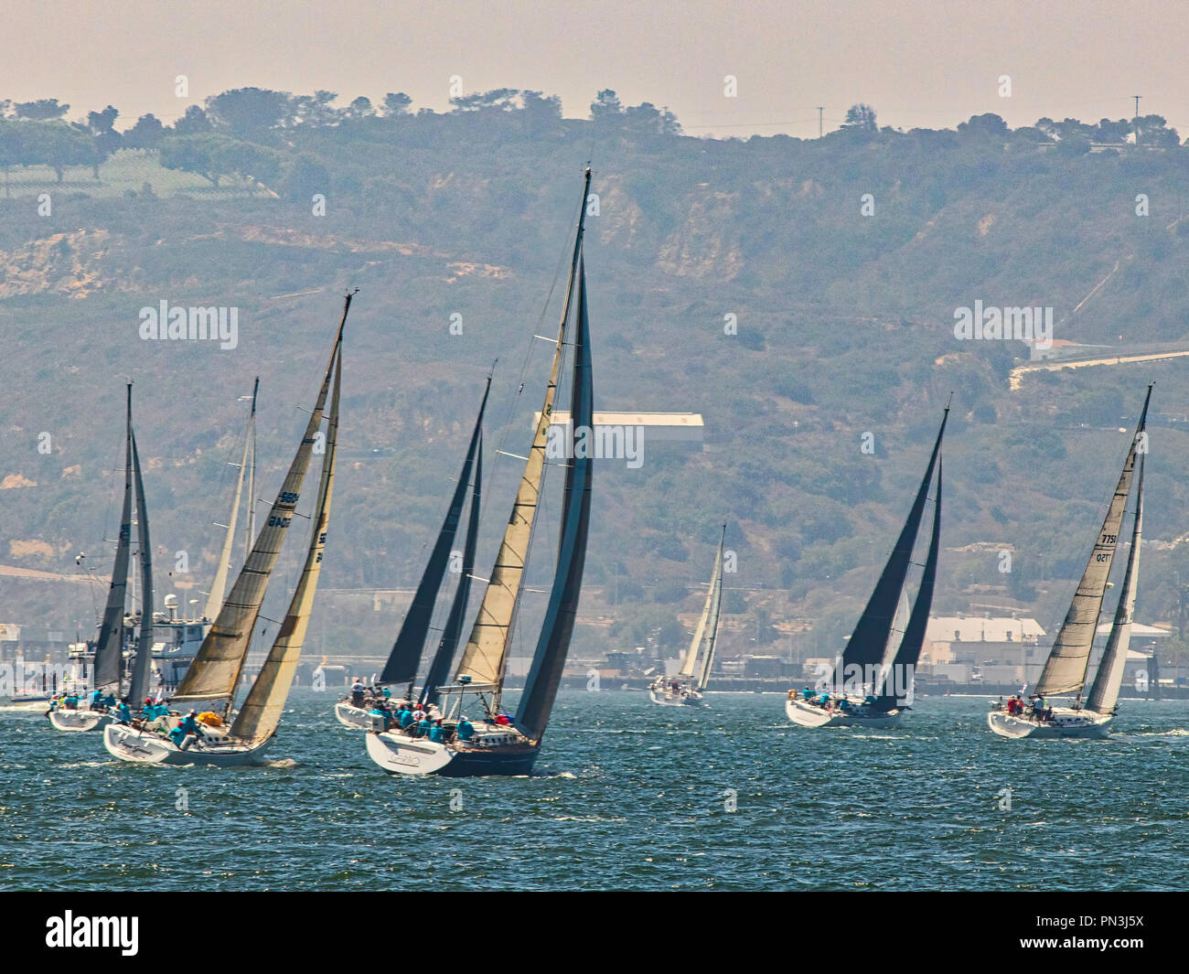 Sailboats regatta sail blue hi-res stock photography and images - Alamy