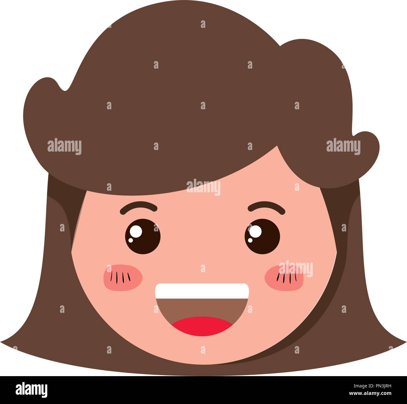 cartoon woman happy head kawaii character Stock Vector Image & Art - Alamy