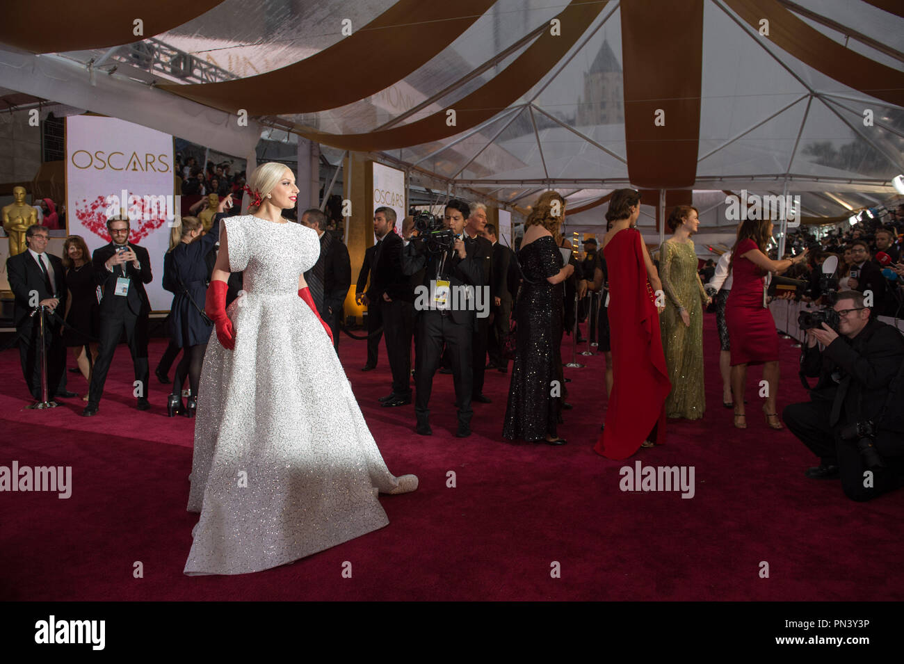 Lady Gaga, Oscar® performer, arrives for the live ABC Telecast of The ...