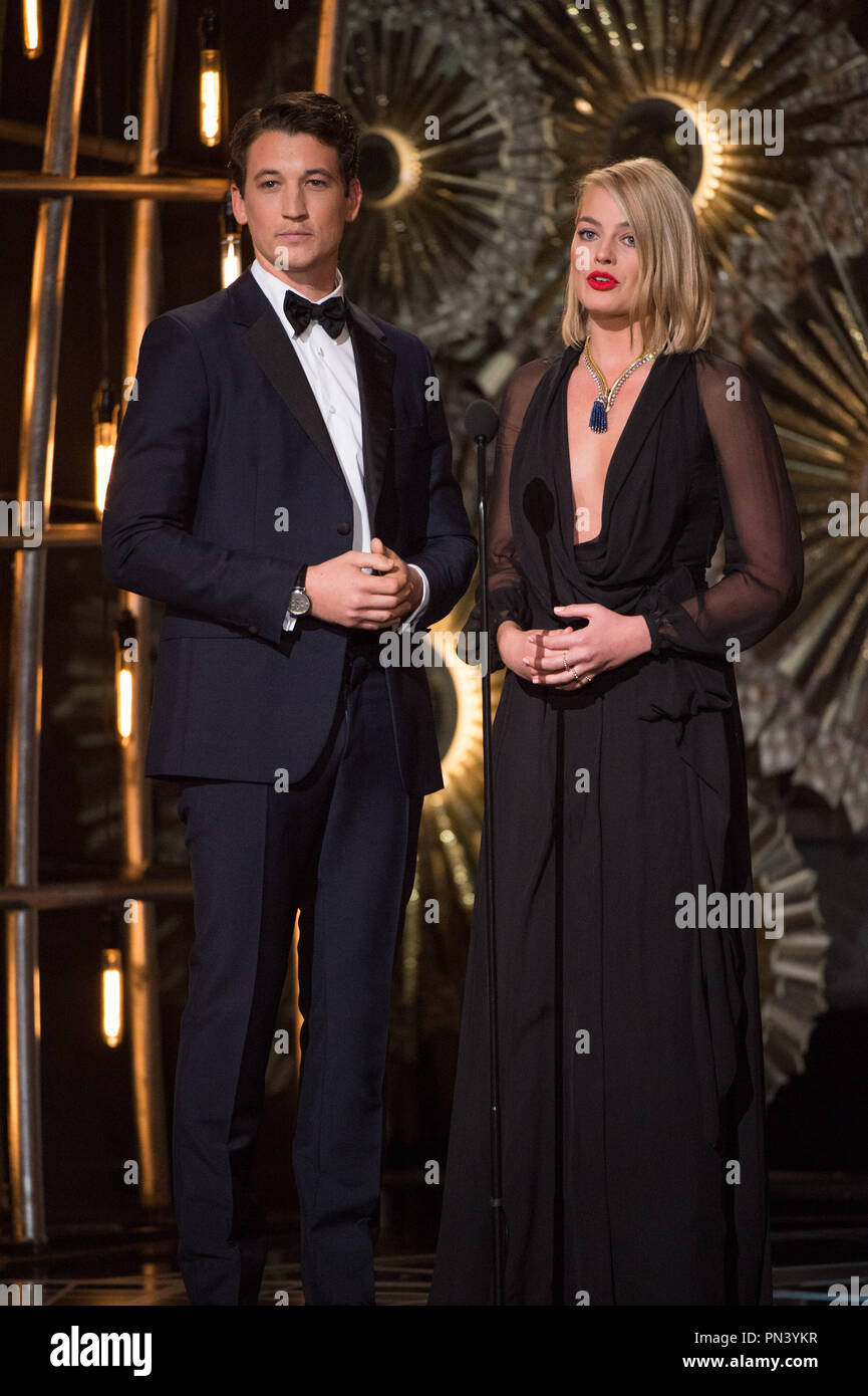 Miles Teller and Margot Robbie present during the live ABC Telecast of ...
