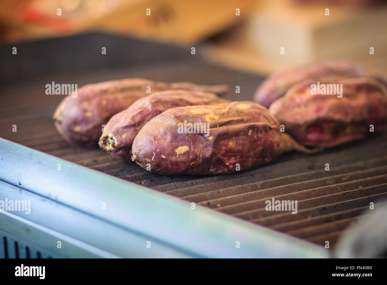 Grilled Yakiimo, Traditional Japanese Sweet Potato Roasted for Sale in ...
