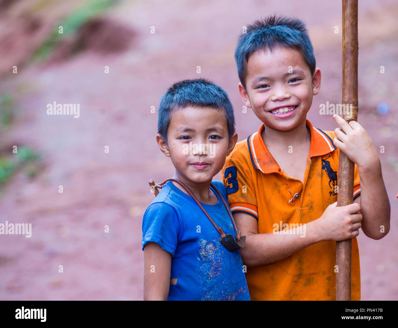 Laotian children from the village Bam Phoansa At , Laos Stock Photo - Alamy
