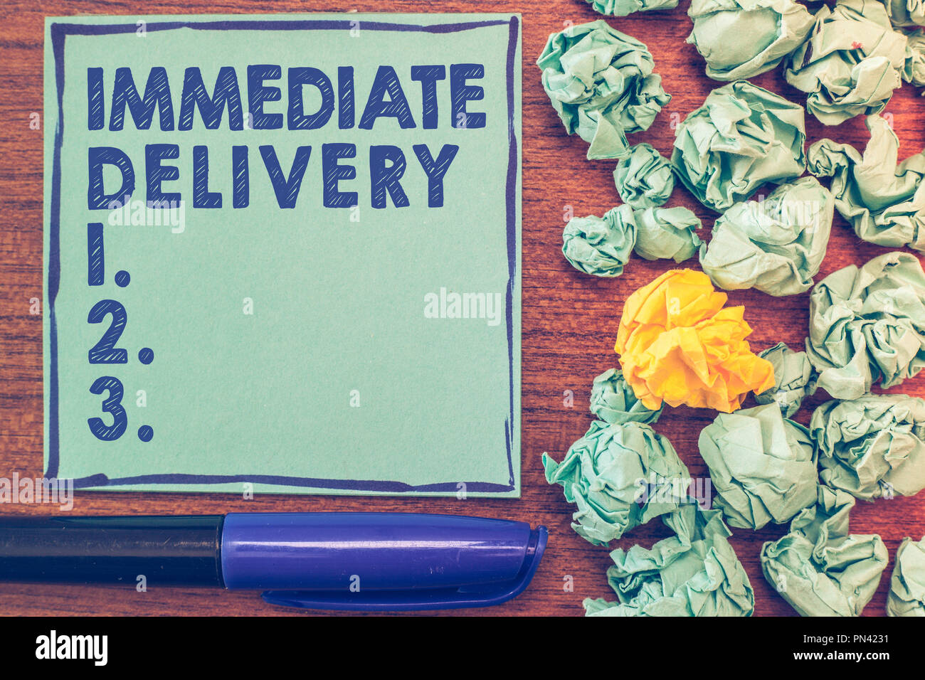 Conceptual hand writing showing Immediate Delivery. Business photo ...