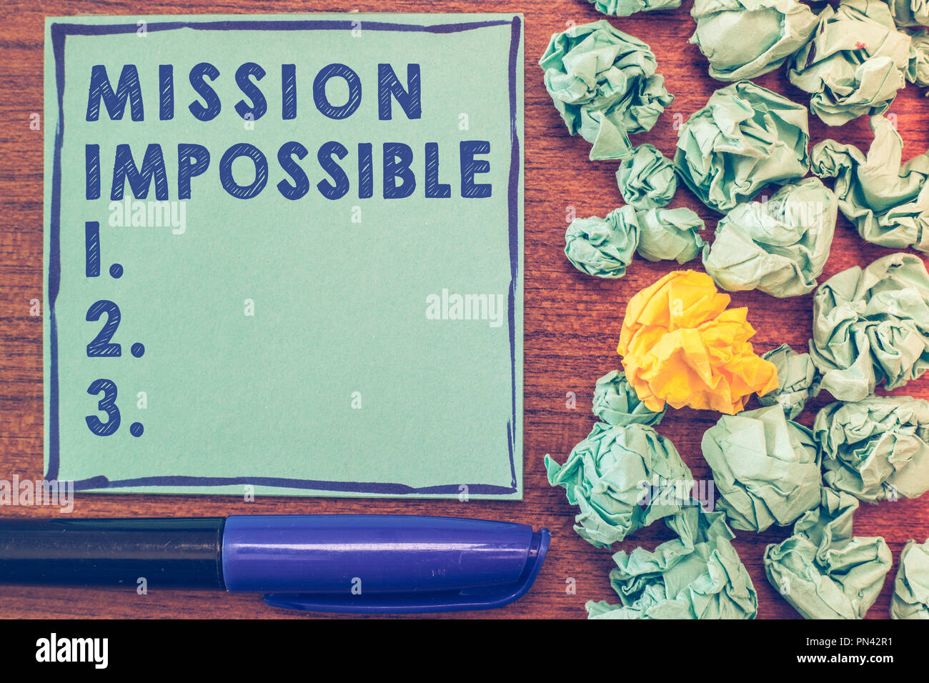 Conceptual Hand Writing Showing Mission Impossible Business Photo Showcasing Difficult