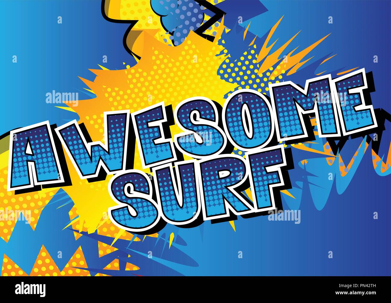 Awesome Surf - Comic book style word on abstract background Stock ...
