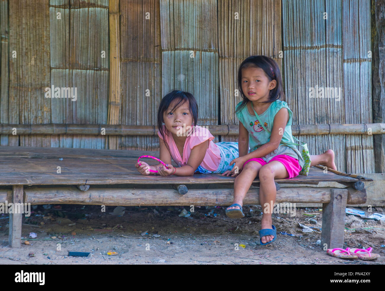 Laotian children from the village Bam Phoansa At , Laos Stock Photo - Alamy