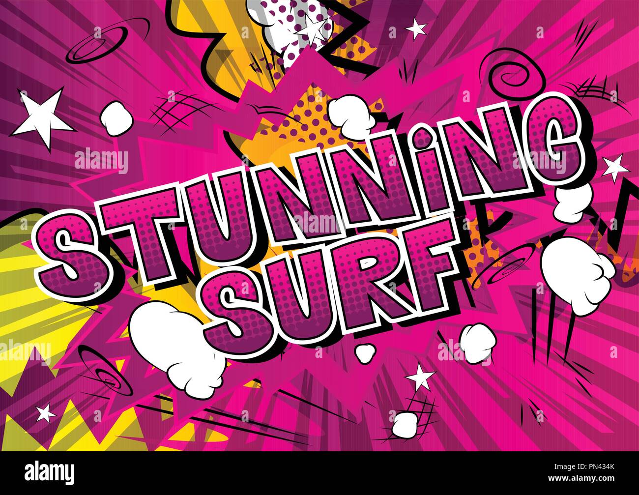 Stunning Surf - Comic book style word on abstract background Stock ...