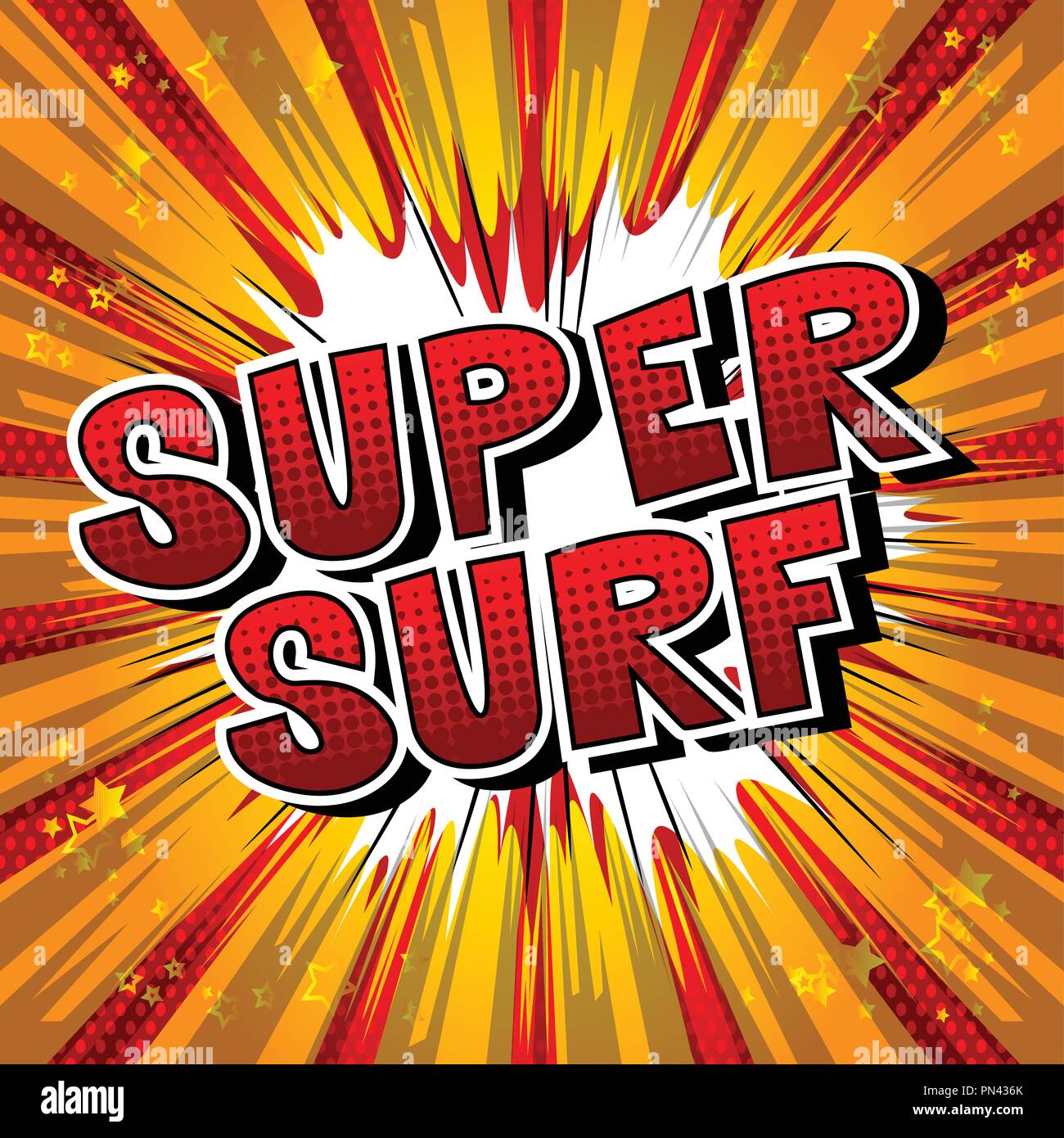 Super Surf - Comic book style word on abstract background Stock Vector ...