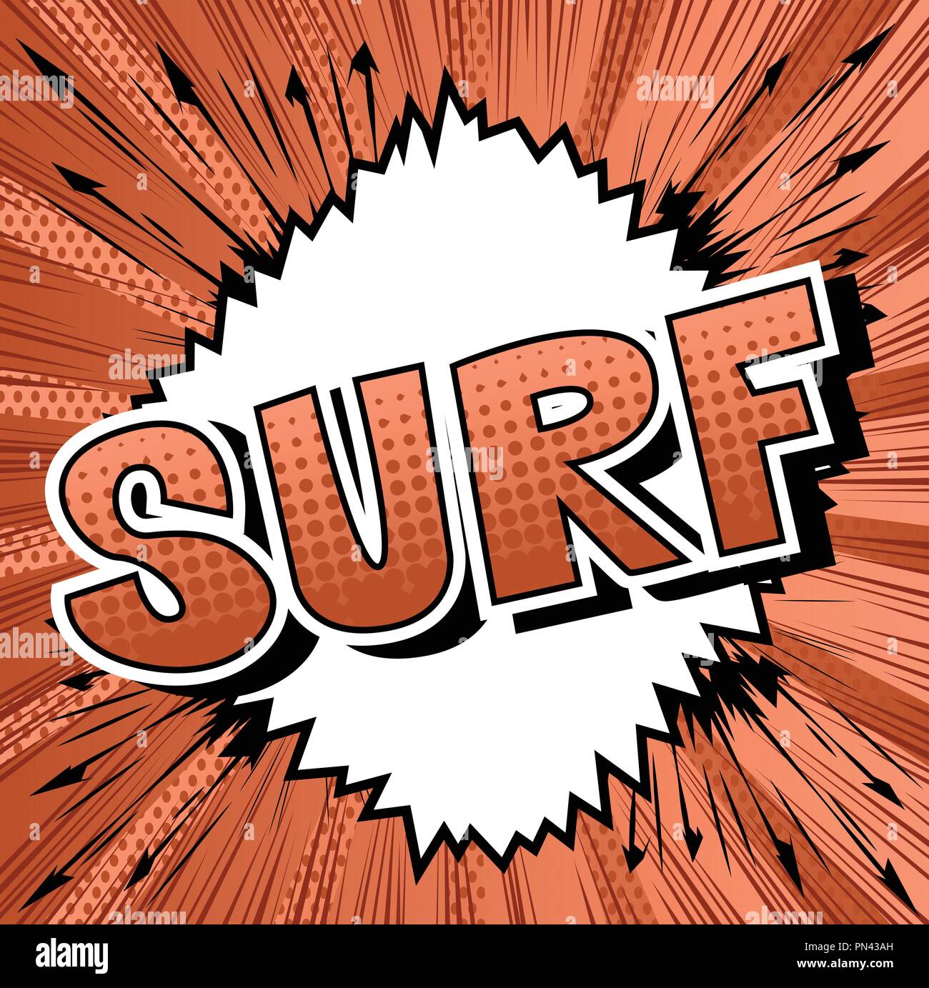 Surf - Comic book style word on abstract background Stock Vector Image ...