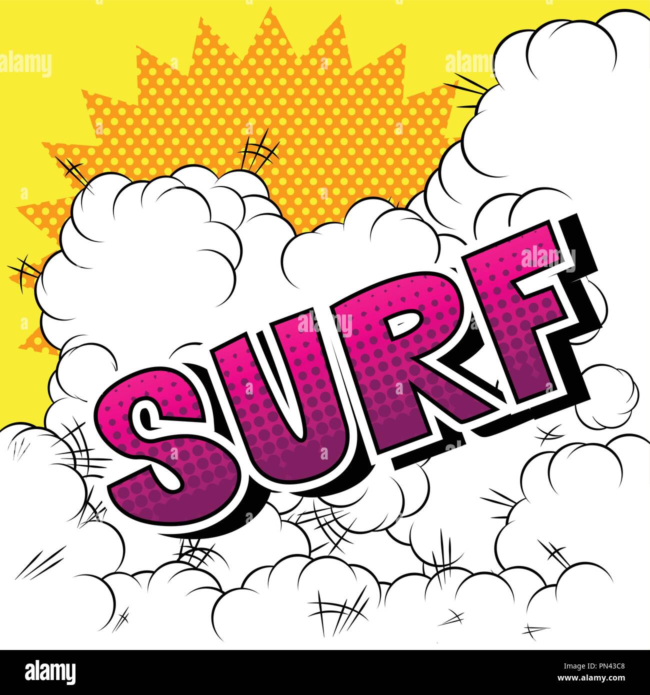 Surf - Comic book style word on abstract background Stock Vector Image ...