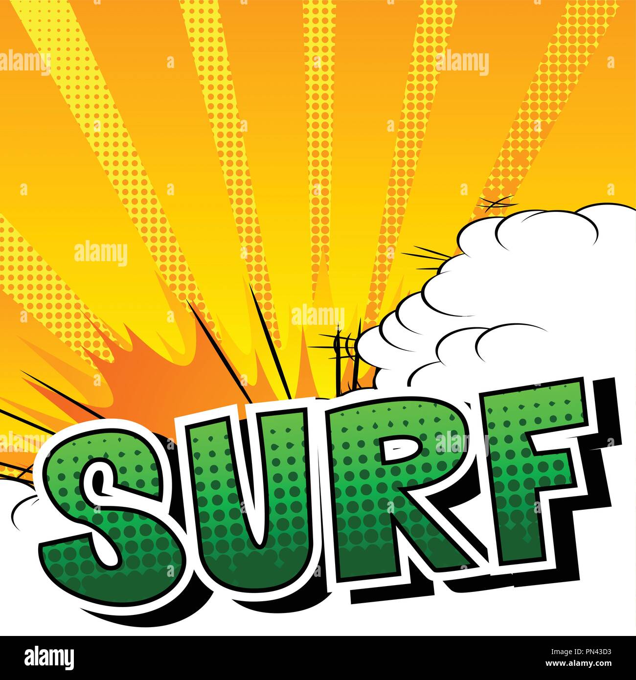 Surf - Comic book style word on abstract background Stock Vector Image ...