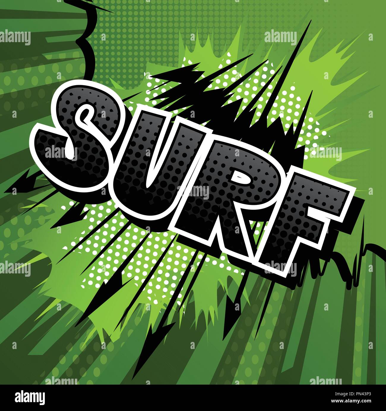Surf - Comic book style word on abstract background Stock Vector Image ...