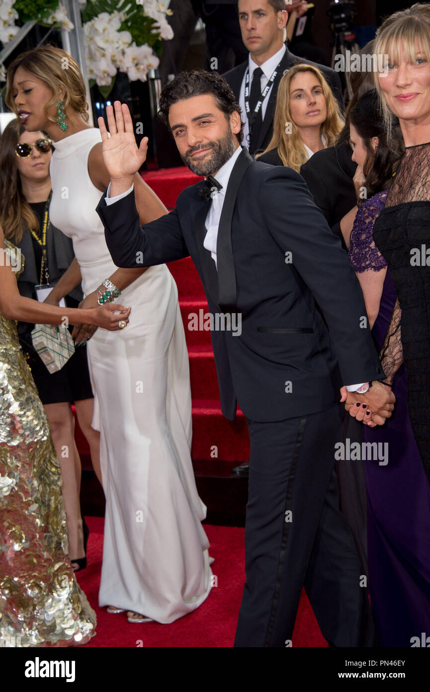 Actor Oscar Isaac and guest attend the 73rd Annual Golden Globes Awards ...
